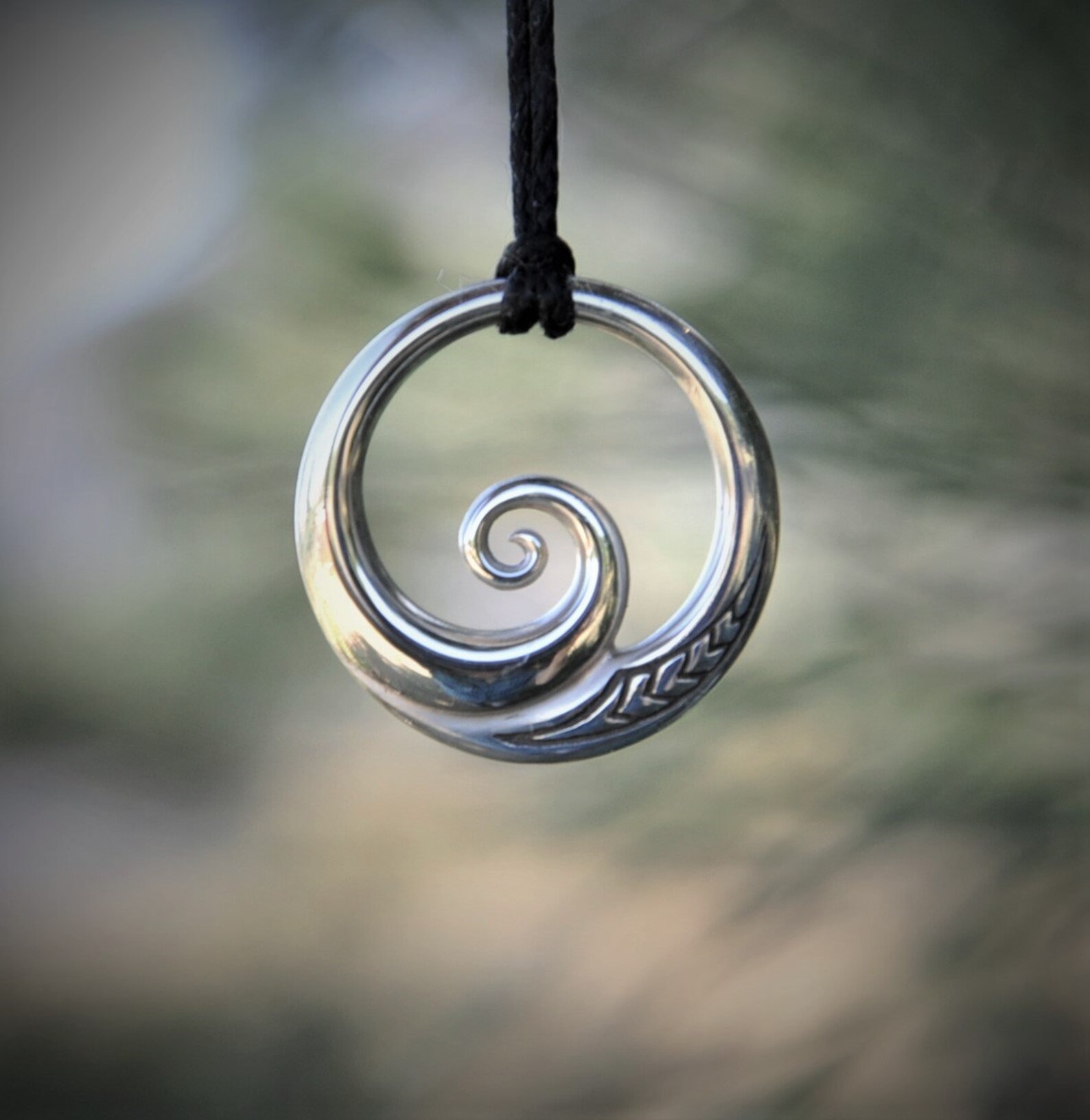 Sterling Silver Maori Koru, 925 Pendant on Sterling Chain~ Wave Pendant ...