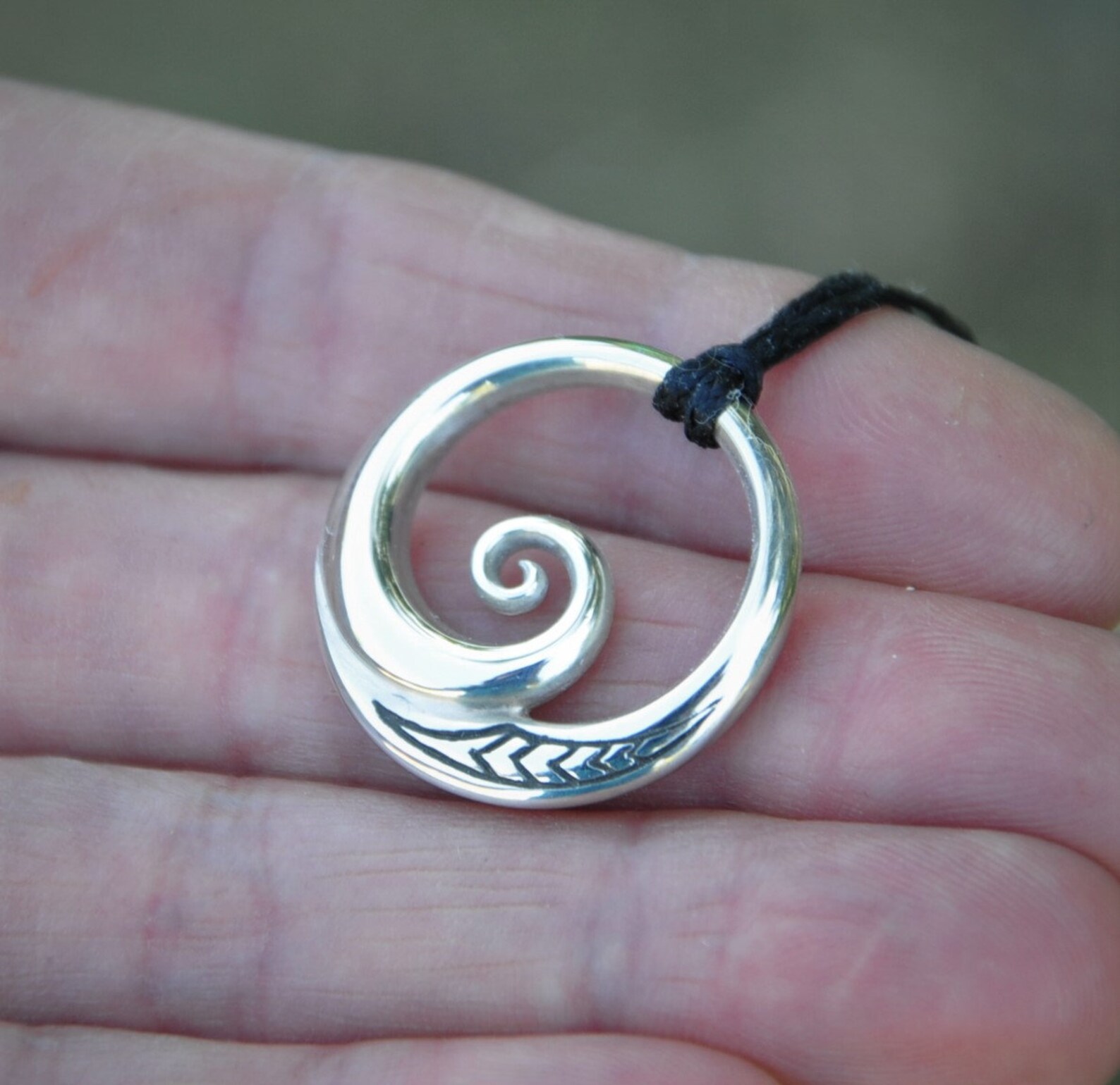 Sterling Silver Maori Koru Pendant Wave Pendantconnections - Etsy New ...