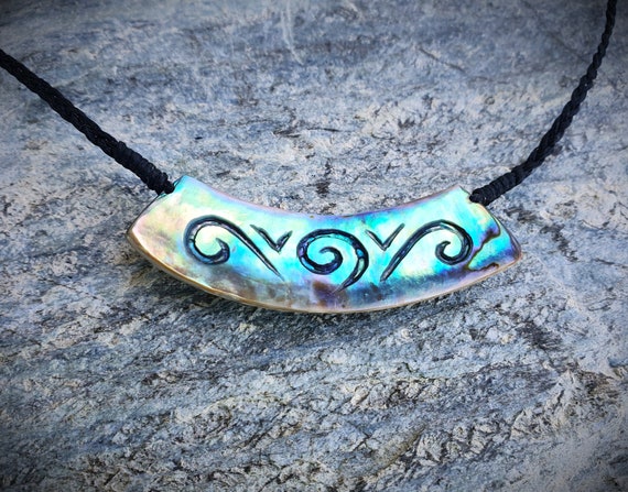 New Zealand Paua Shell Koru Ocean Trinity Design hand Carved - Etsy