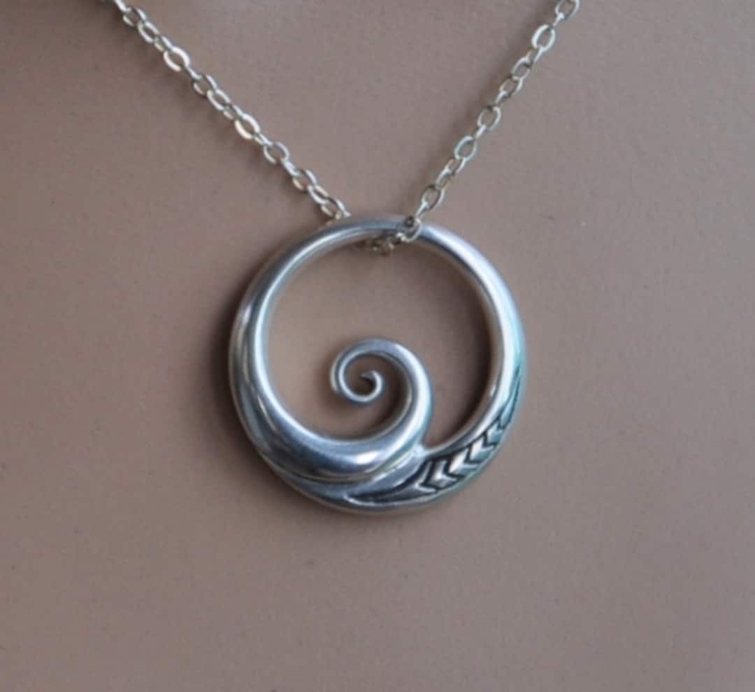 Sterling Silver Maori Koru, 925 Pendant on Sterling Chain~ Wave Pendant ...