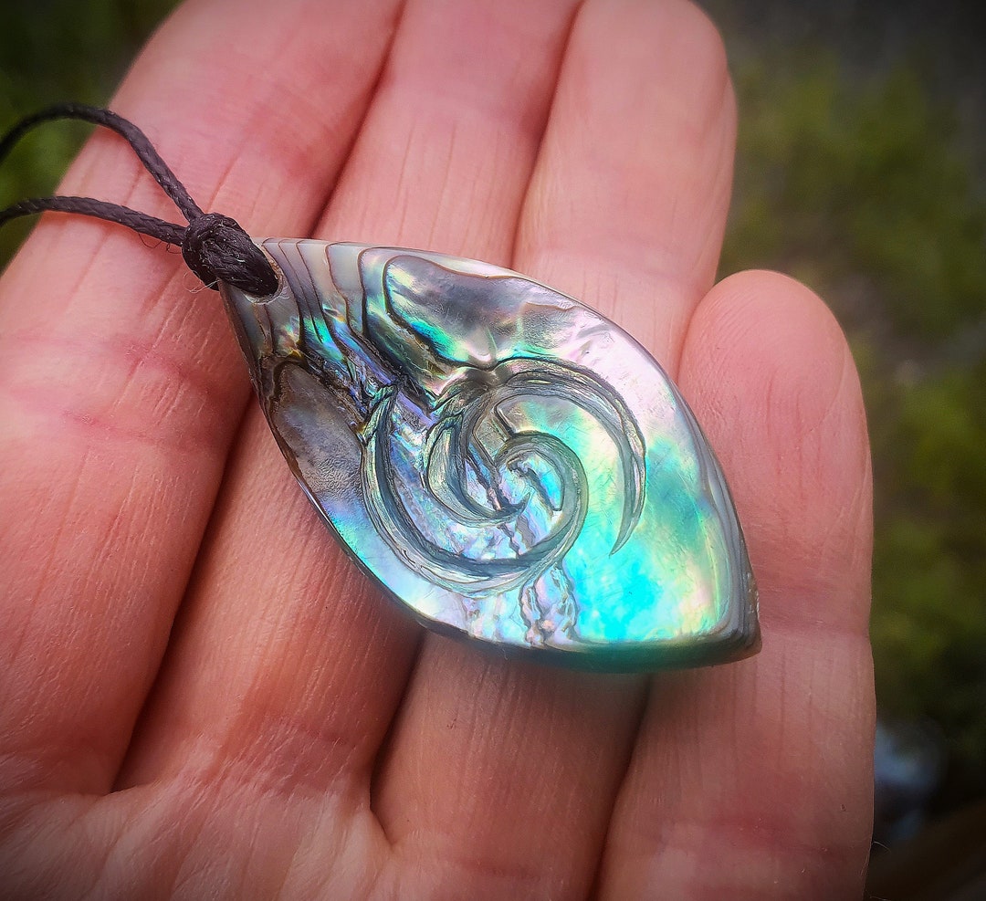 New Zealand Paua Shell Canoe With Maori Koru Galaxy Engraving - Etsy
