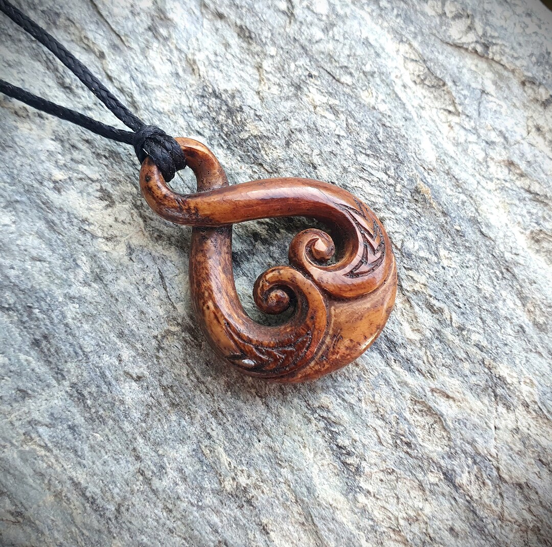 Maori Koru Love Symbol Hand Carved in Cow Bone, Naturally Stained~ New ...
