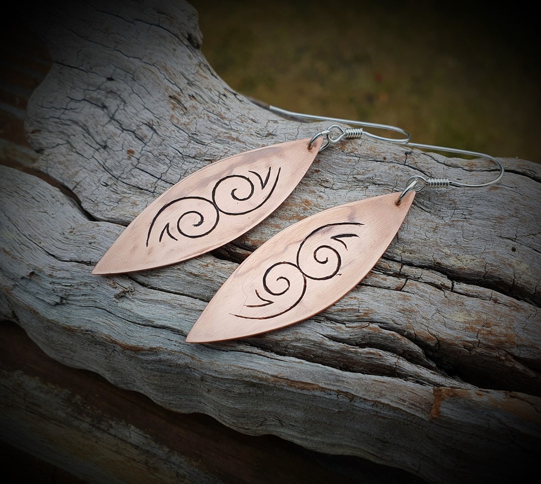 New Zealand Maori Love Koru Design in Copper Leaf Earrings on - Etsy ...