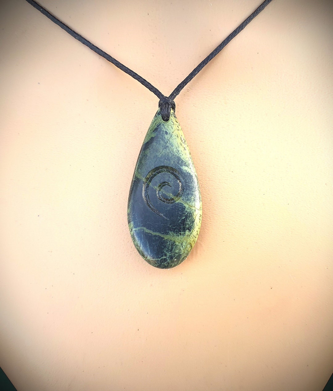 Greenstone or Pounamu New Zealand River Stone With Hand Engraved Maori ...