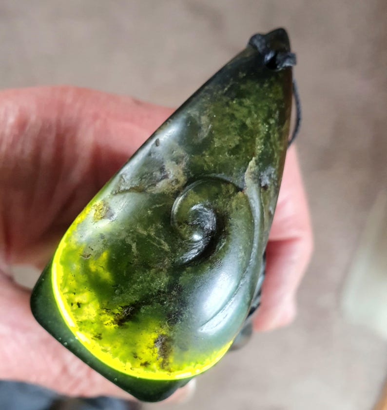 Large Greenstone New Zealand Pounamu River Stone~with Maori Koru ...