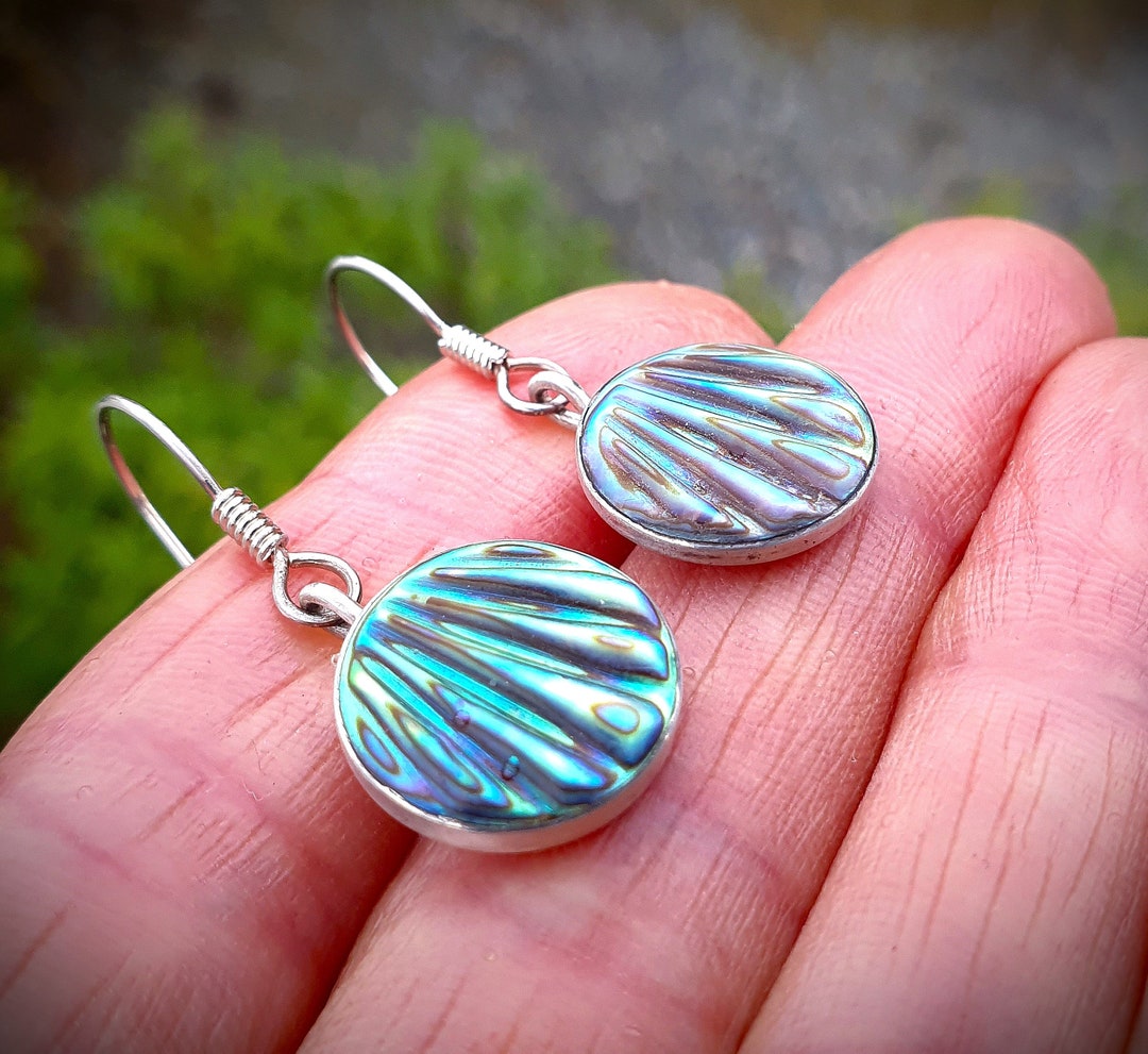 New Zealand Ataahua Paua Shell and Sterling Silver Vintage Earrings - Etsy