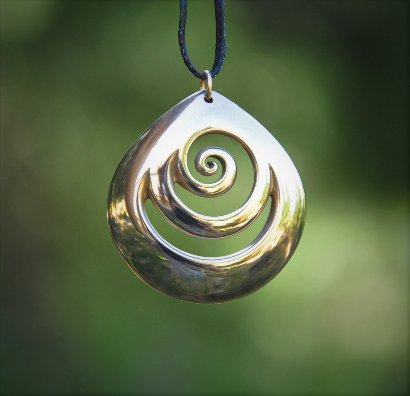 Maori Koru Pendant in Solid Bronze on Black Adjustable Cord | Etsy