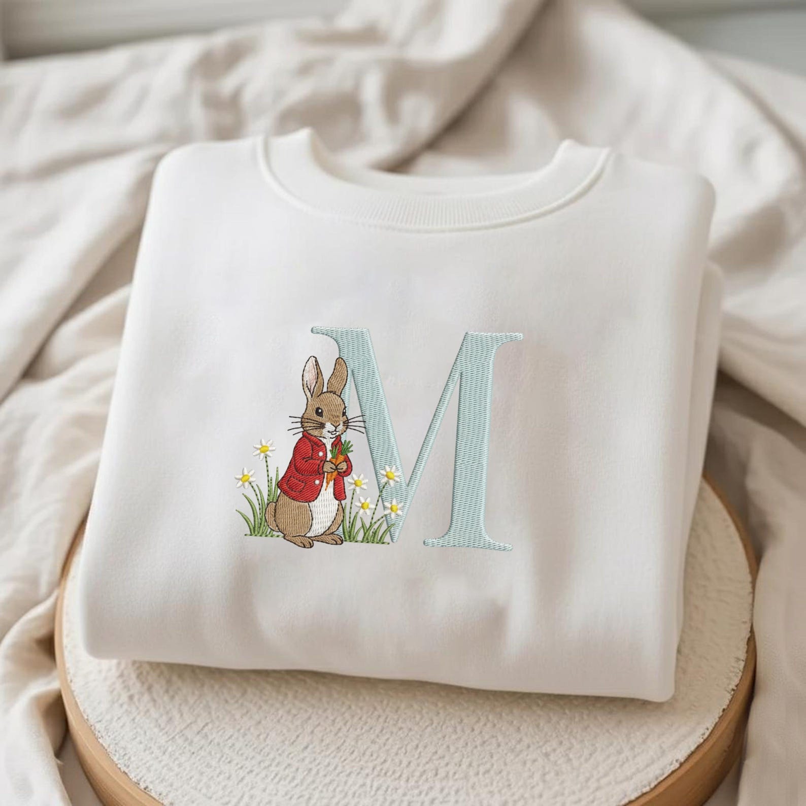 Peter Rabbit 'M' Embroidery Design, Custom Letter Floral Bunny, Baby ...