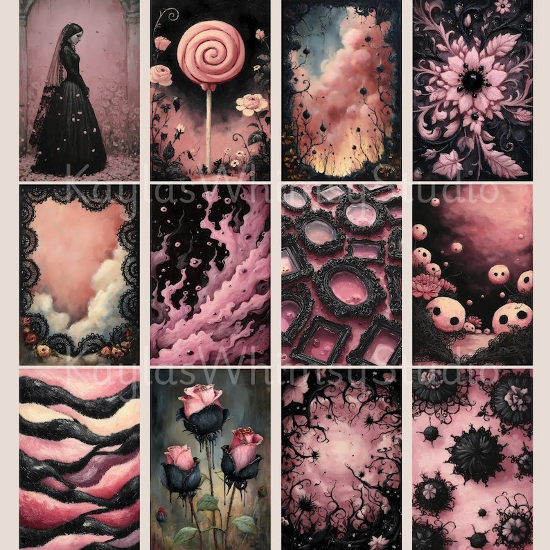 Dark Whimsy Gothic Journal Supplies, Whimsical and Floral Chic Digital ...
