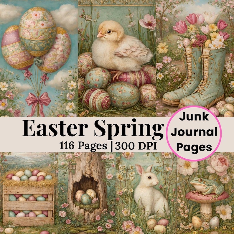 Easter Spring Junk Journal Printable Easter Egg Page Spring Ephemera ...