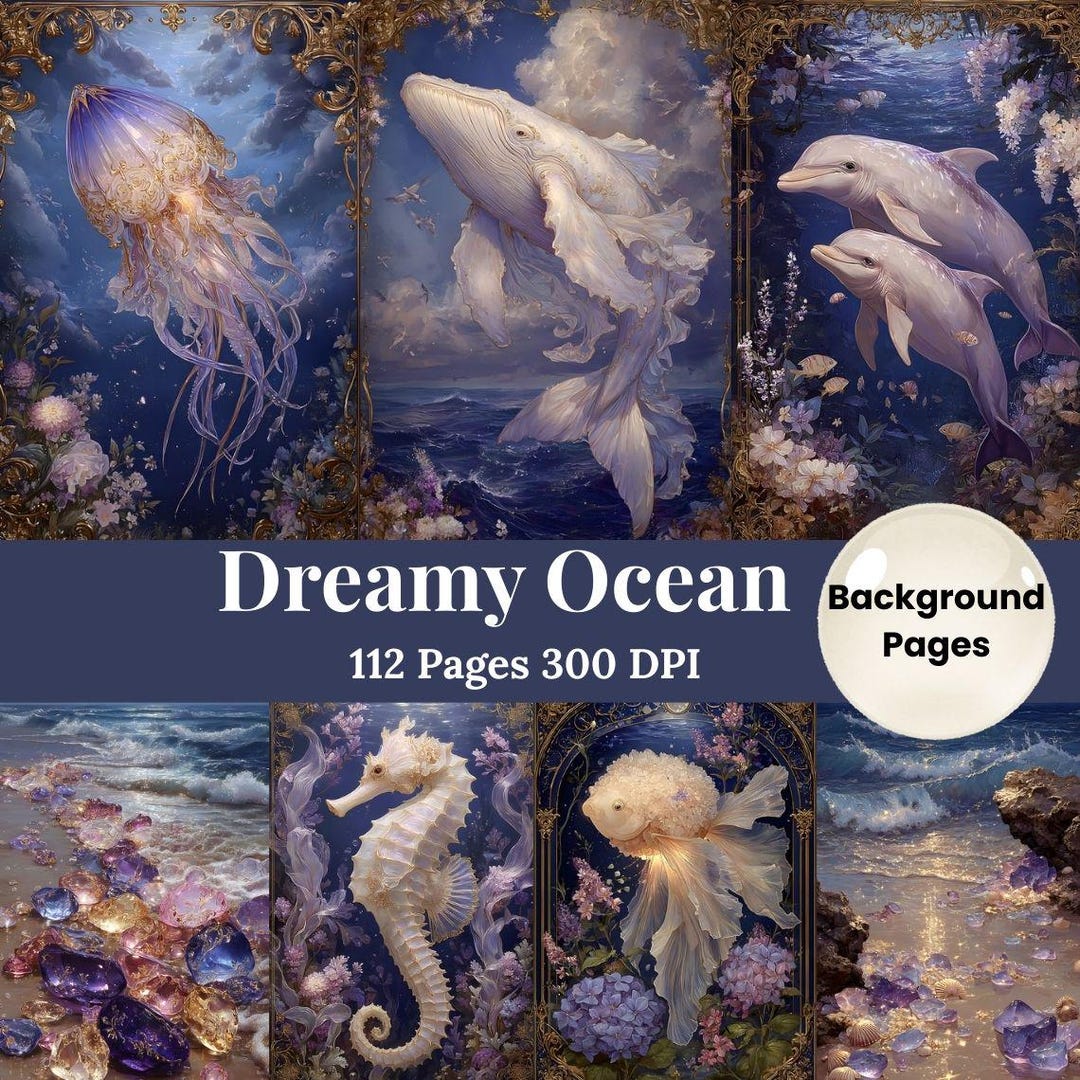 Ocean Journal Paper Digital Beach Print Shabby Chic Ocean Seaside ...