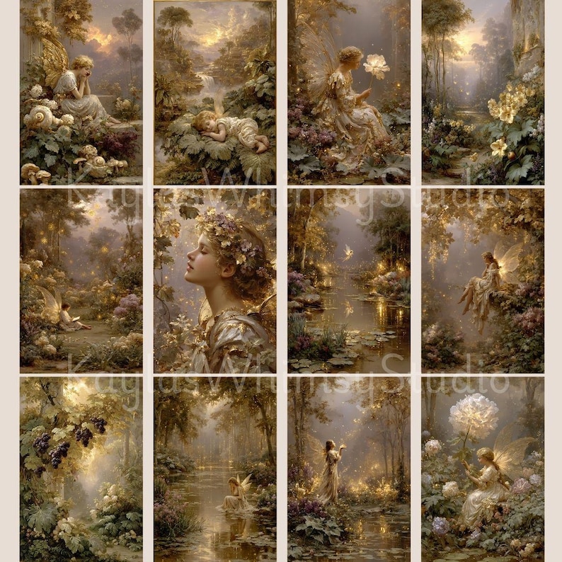 Enchanted Fairy Garden Paper Magical Woods Fairytale Printable Fantasy ...