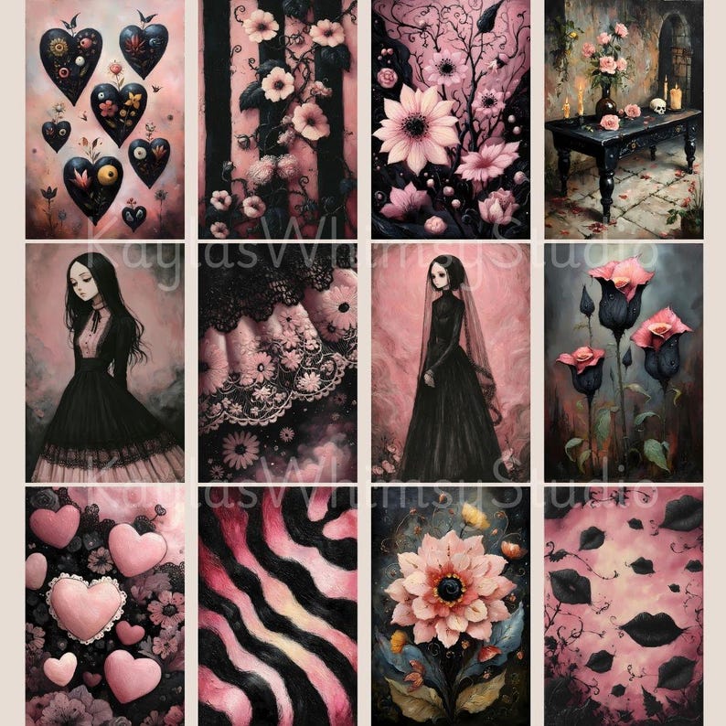 Dark Whimsy Gothic Journal Supplies, Whimsical and Floral Chic Digital ...