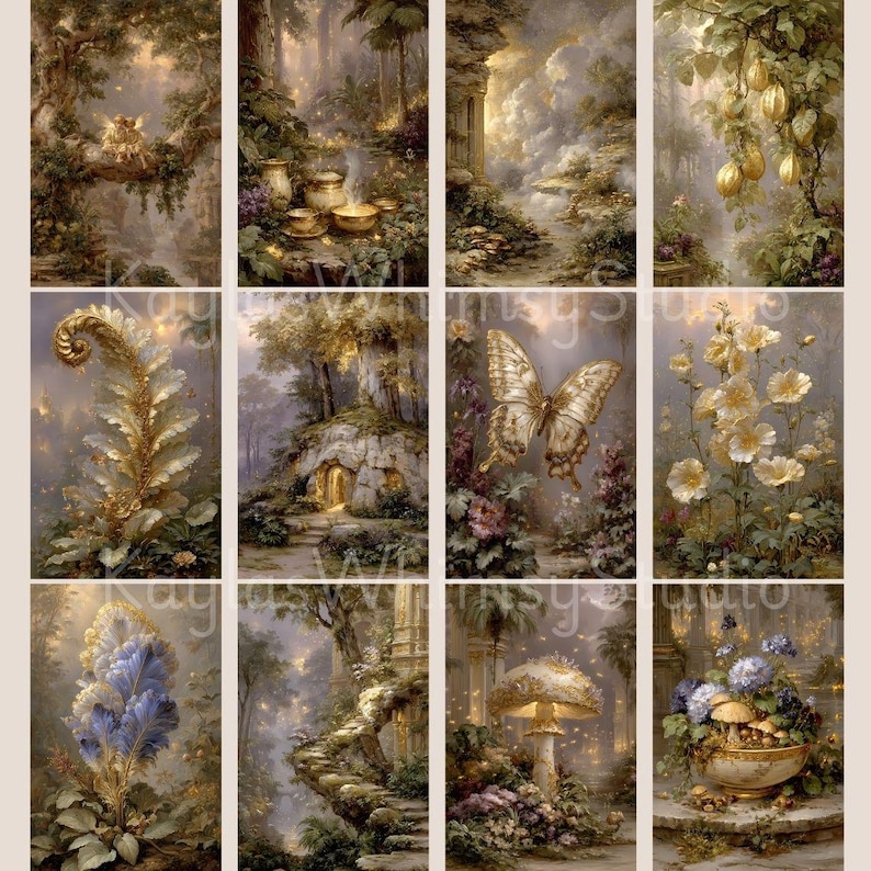 Enchanted Fairy Garden Paper Magical Woods Fairytale Printable Fantasy ...
