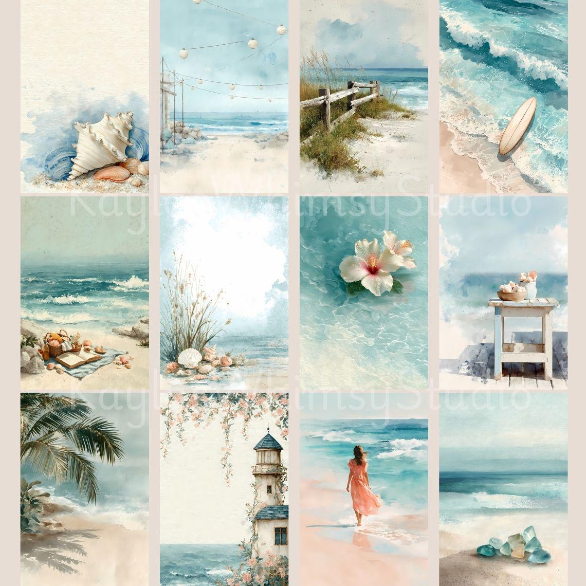 Coastal Beach Junk Journal Pages, Sea Junk Journal Ocean Digital Paper ...