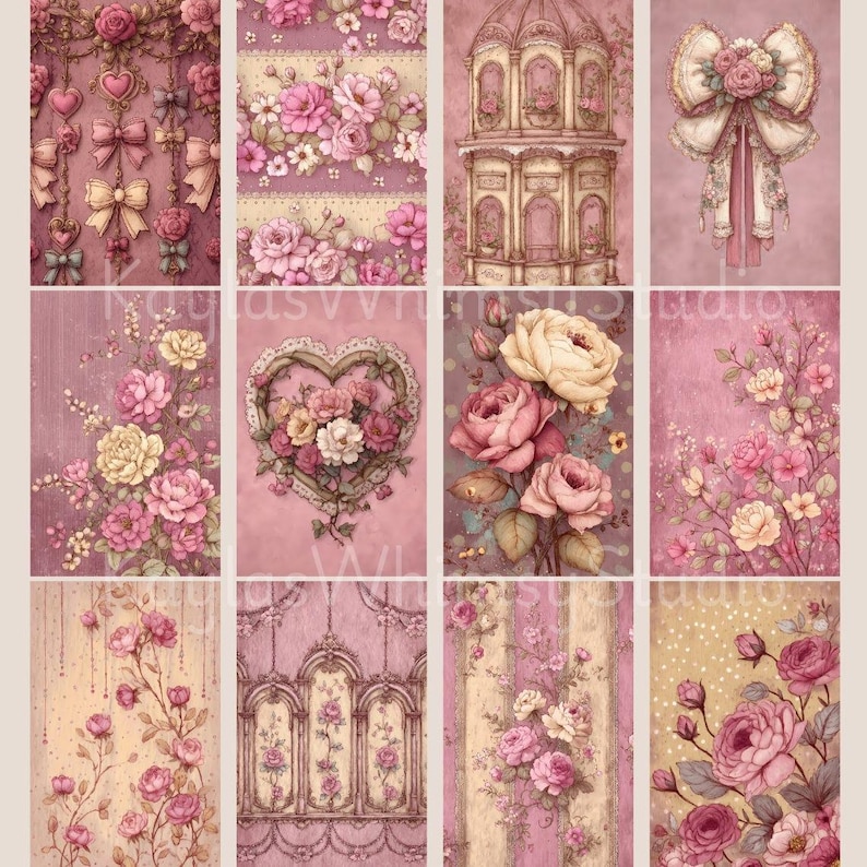 Printable Shabby Chic Floral Papers, Vintage Style Flower Ephemera Junk ...