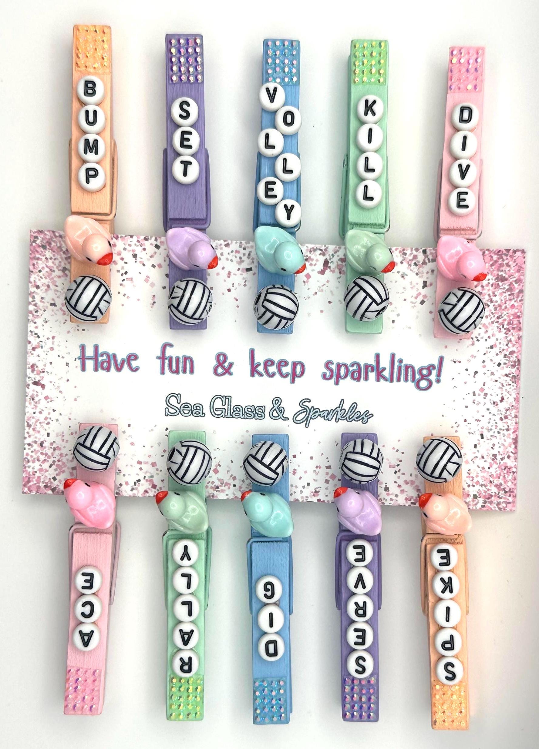 Volleyball Spirit Clips—volleyball Terms Pastel - Etsy