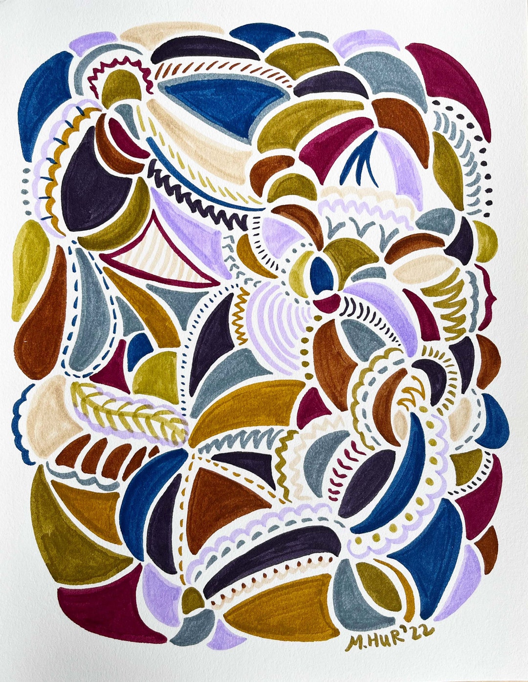 Original Abstract Muted Maroon Marker Drawing - Etsy