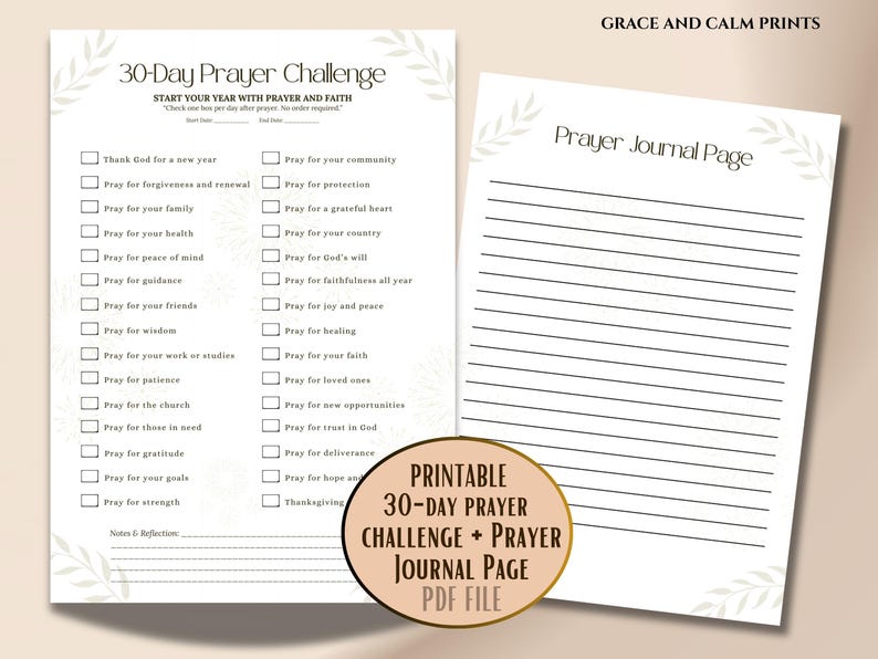 30-day Prayer Challenge Printable | Prayer Journal Pages | Christian ...