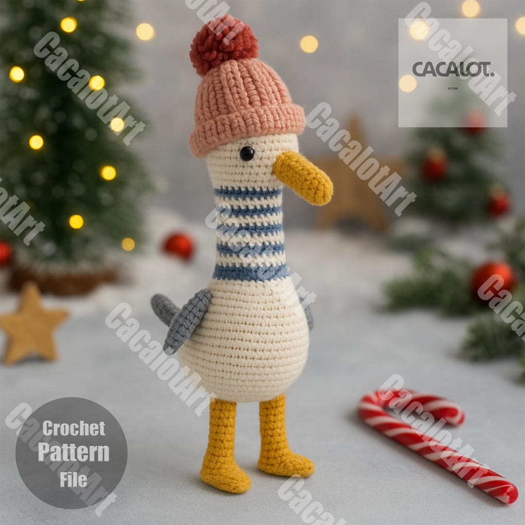 Seagull Crochet Pattern PDF – Amigurumi Bird Plush Toy, Cute Gull Doll ...