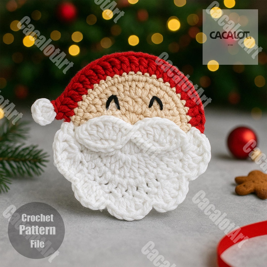 Santa Face Crochet Pattern PDF – Christmas Ornament Pattern, Easy ...