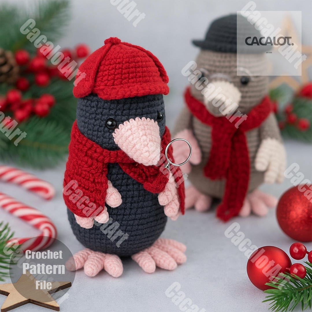 Mole Crochet Pattern PDF – Amigurumi Mole Plush, Detective Animal Toy Pattern, DIY Stuffed Doll ...