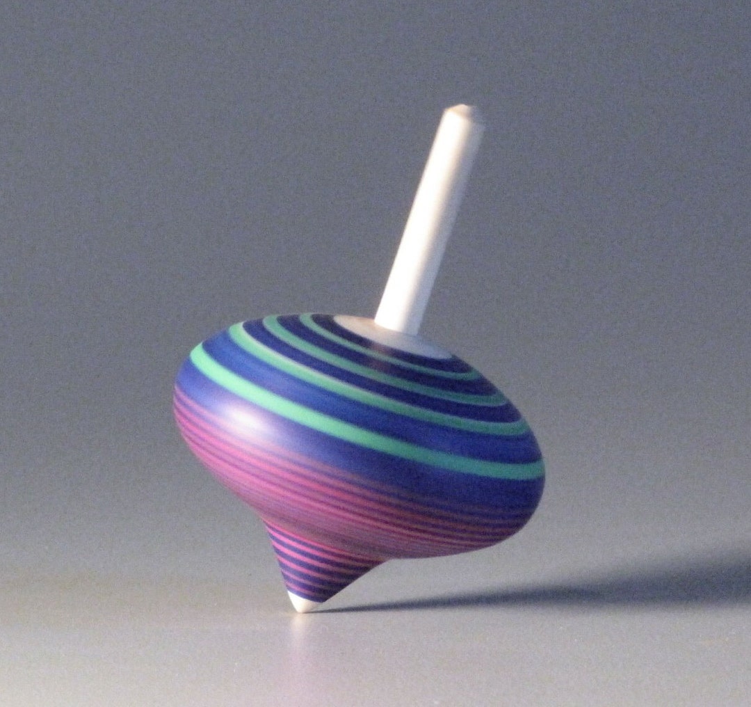 Purple, Pink, & Turqouise Striped Spinning Top - Turnip Shaped - Etsy