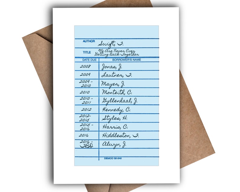 Taylor Swift's Ex-lovers Greeting Card - Etsy