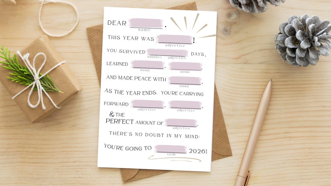 Happy New Year Fill-in-the-blank Card | Funny New Year Card for ...