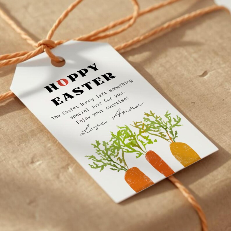 Carrot Bunny Easter Gift Tag | Printable Kids Party Favor (US Letter ...