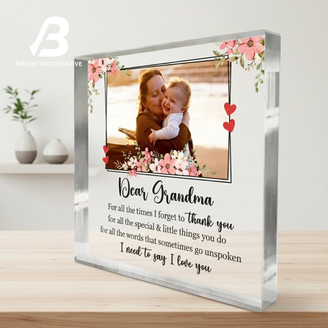 Custom Grandma & Kids Photo Acrylic Plaque – Personalized Keepsake Gift ...