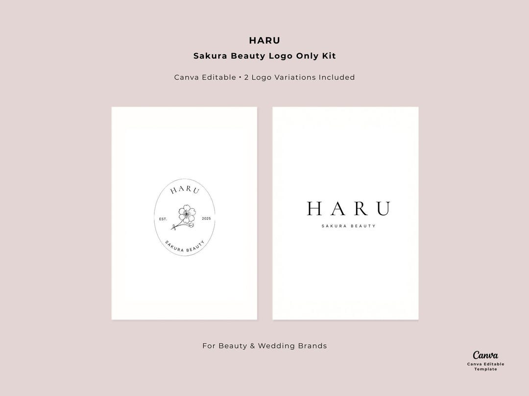 HARU - Japanese Sakura Beauty Logo Only Kit | Canva Logo Template ...