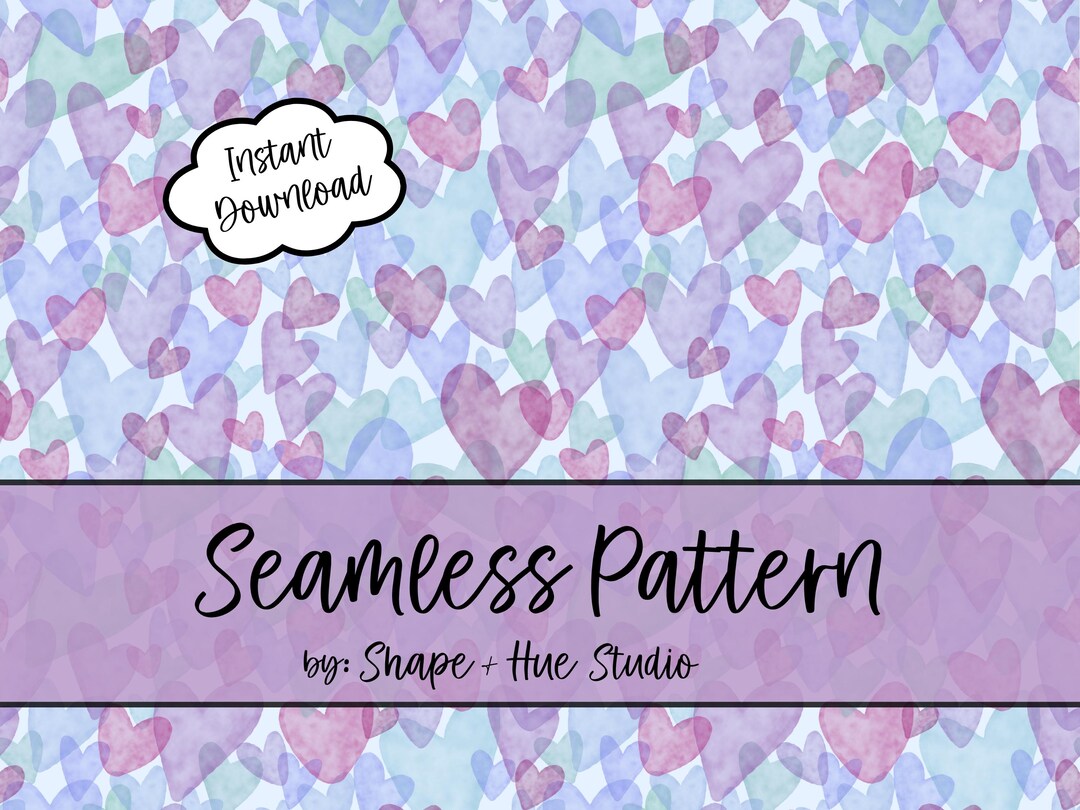 Watercolor Heart Collage Seamless Pattern | Pastel Valentine Digital ...