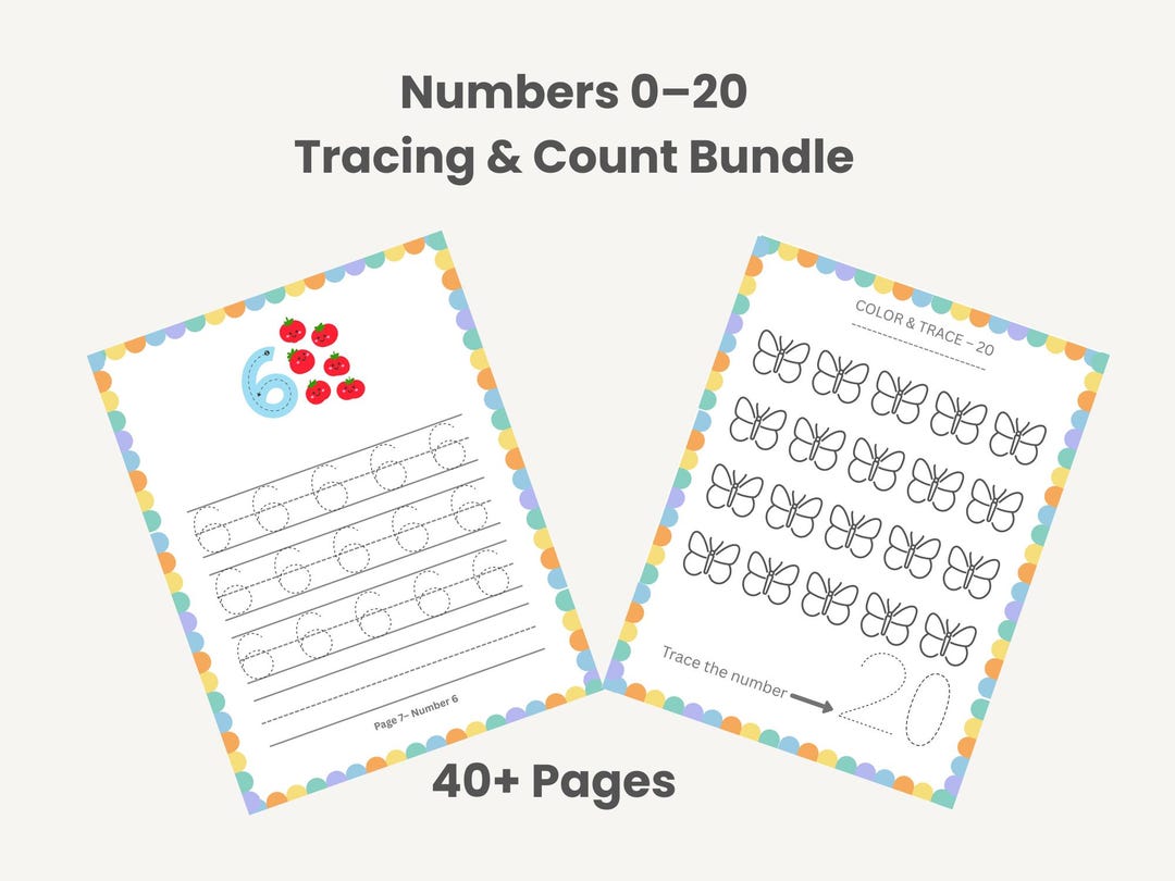 Numbers 0-20 Tracing-counting Worksheets | Printable PDF | Preschool ...