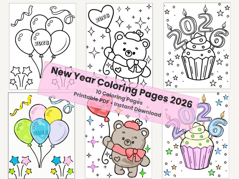New Year Coloring Pages 2026 for Kids, Printable New Years Coloring ...