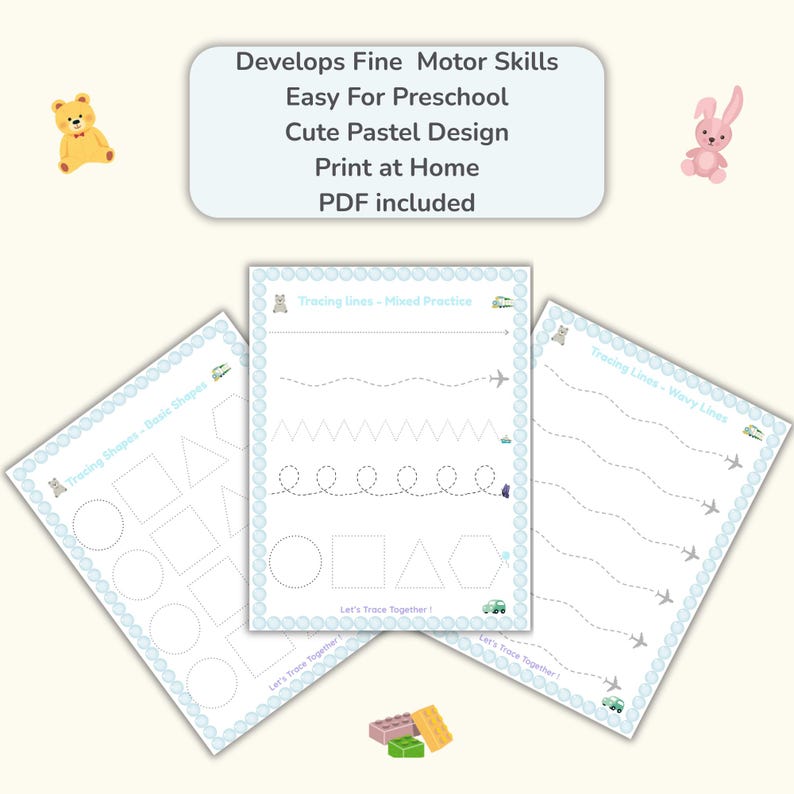 Tracing Lines Worksheets | Fine Motor Skills, Shapes (A4 + US Letter ...