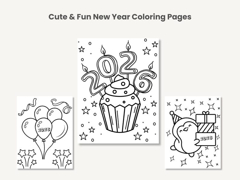 New Year Coloring Pages 2026 for Kids, Printable New Years Coloring ...