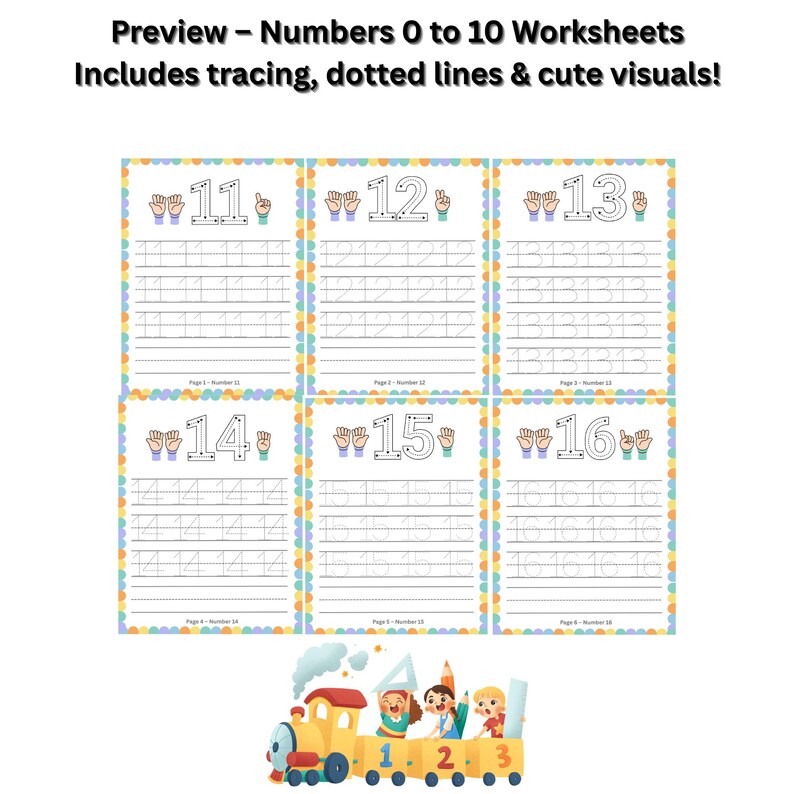 Number Tracing Worksheets 11–20 | Kids Handwriting Practice | Preschool ...