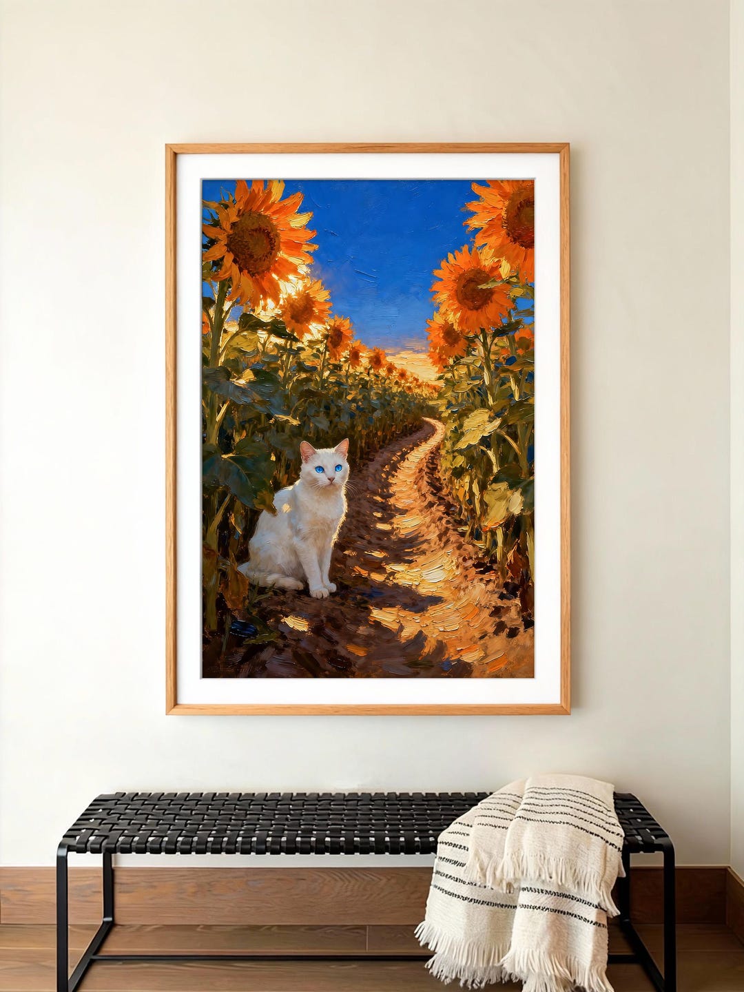 Sunflower Field Path Cat Printable Wall Art | Bright Summer Colors ...