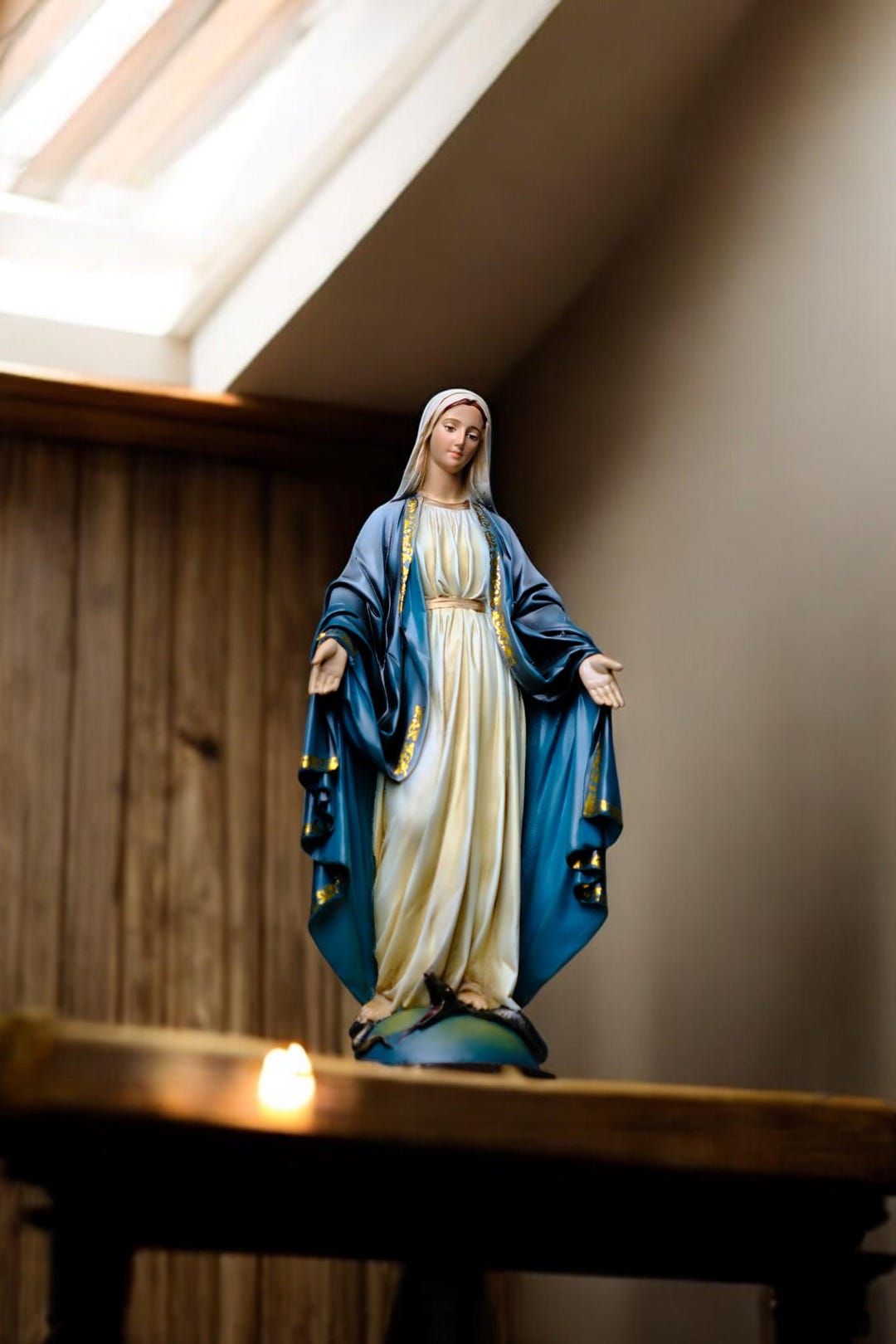 Hand-painted Our Lady of Grace Statue, Catholic Home Altar Decor (25cm ...