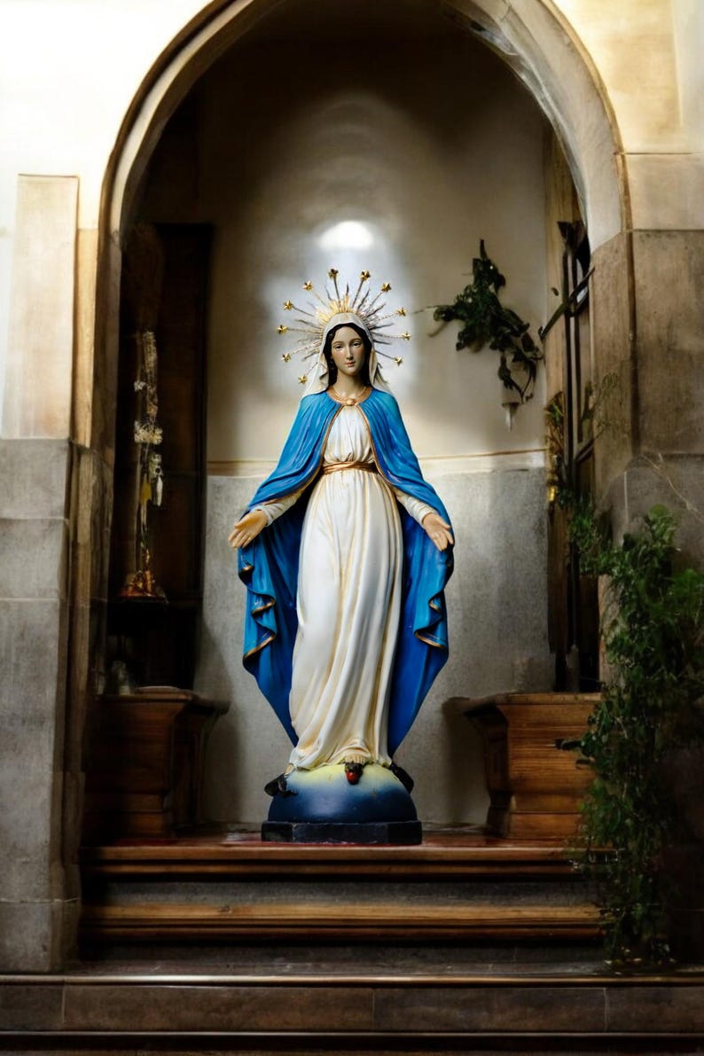 Hand-painted Our Lady of Grace Statue, Catholic Home Altar Decor (25cm ...