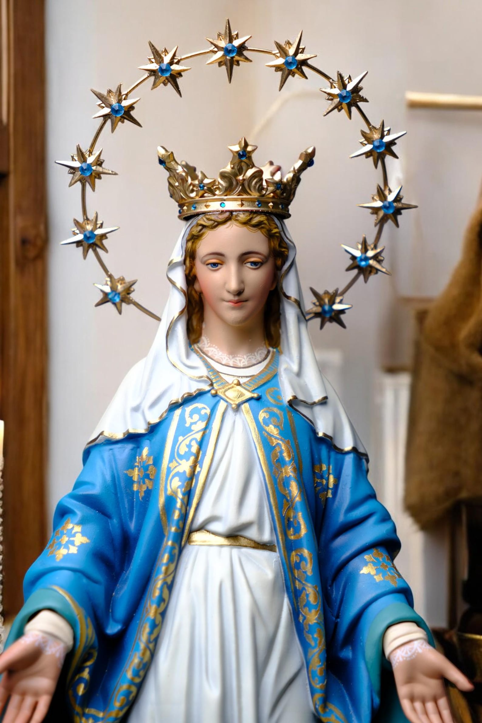 Our Lady of Grace Statue | Hand Painted Antique Catholic Mary With ...
