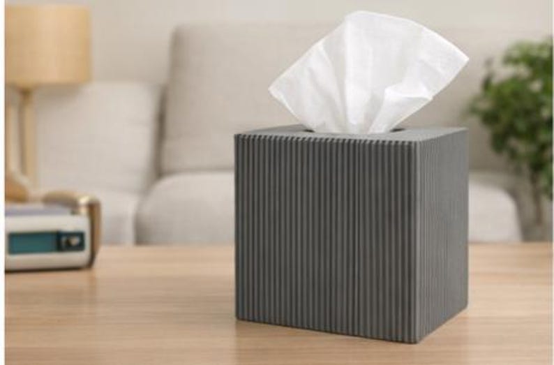 Modern Ribbed Tissue Box Cover | Minimalist 3D Printed Home Decor - Etsy