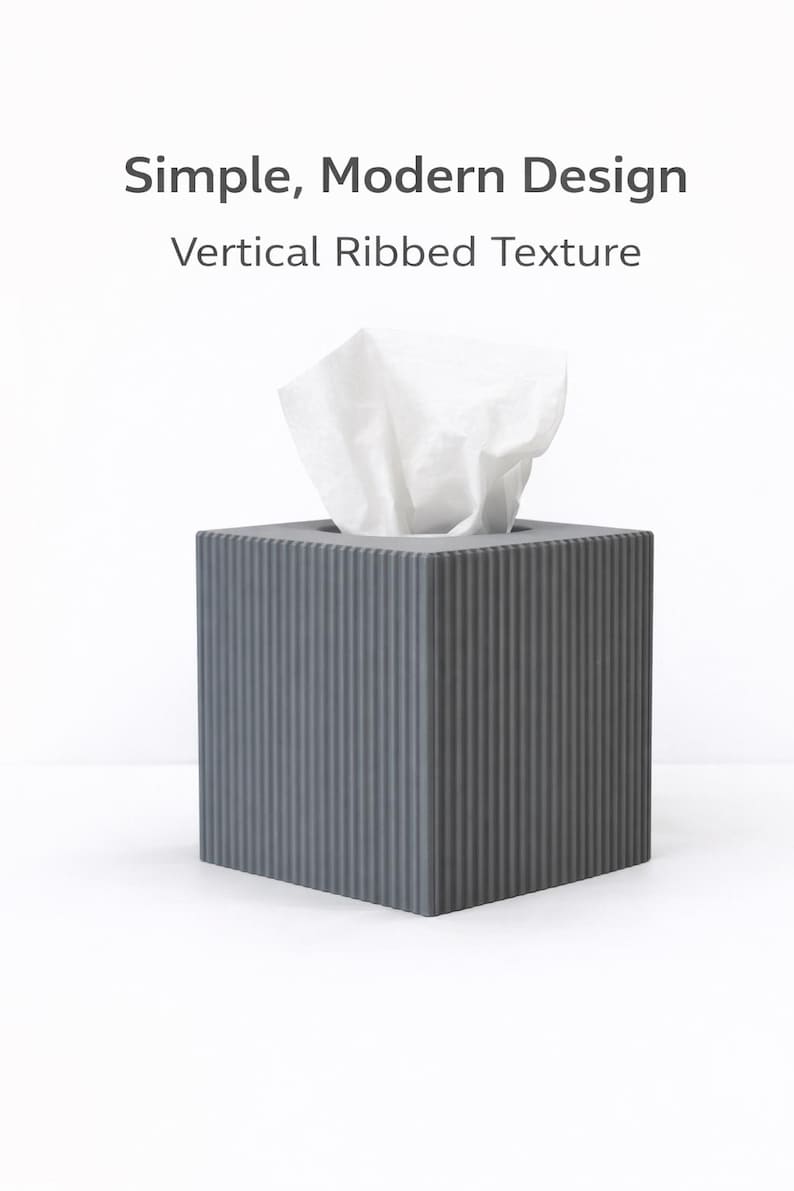 Modern Ribbed Tissue Box Cover | Minimalist 3D Printed Home Decor - Etsy