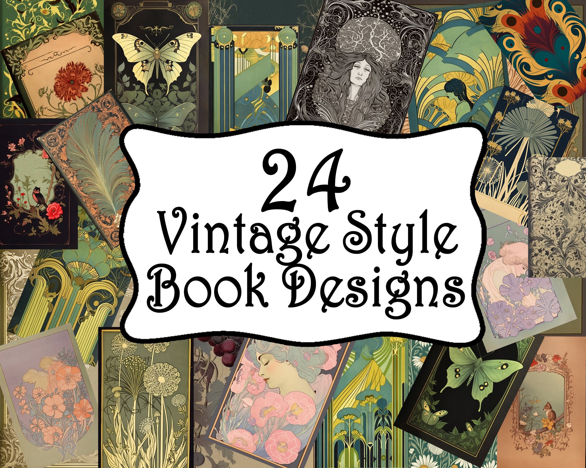 Vintage Style Book Cover Designs Project Elements Boo Lovers Digital ...