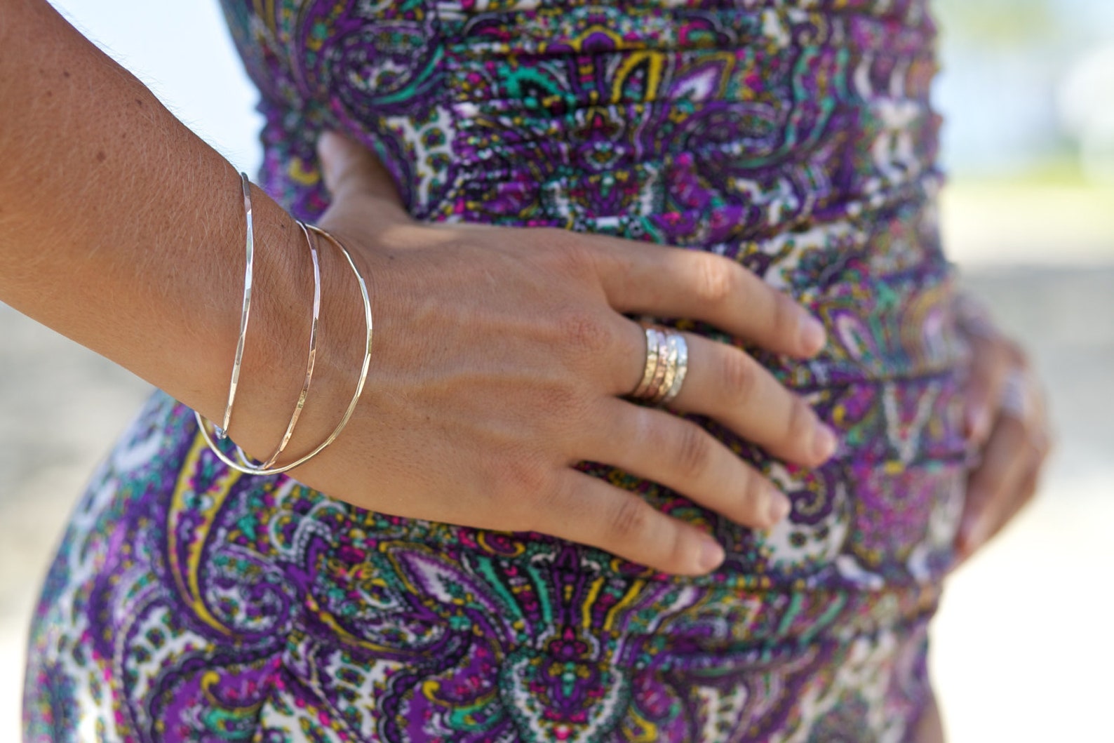Neapolitan Bangle Bracelet Setgold Filled, Rose Gold Filled, and ...