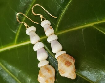 Shell Earrings Hawaiian Style Jewelry Eco Friendly Collected Kauai ...