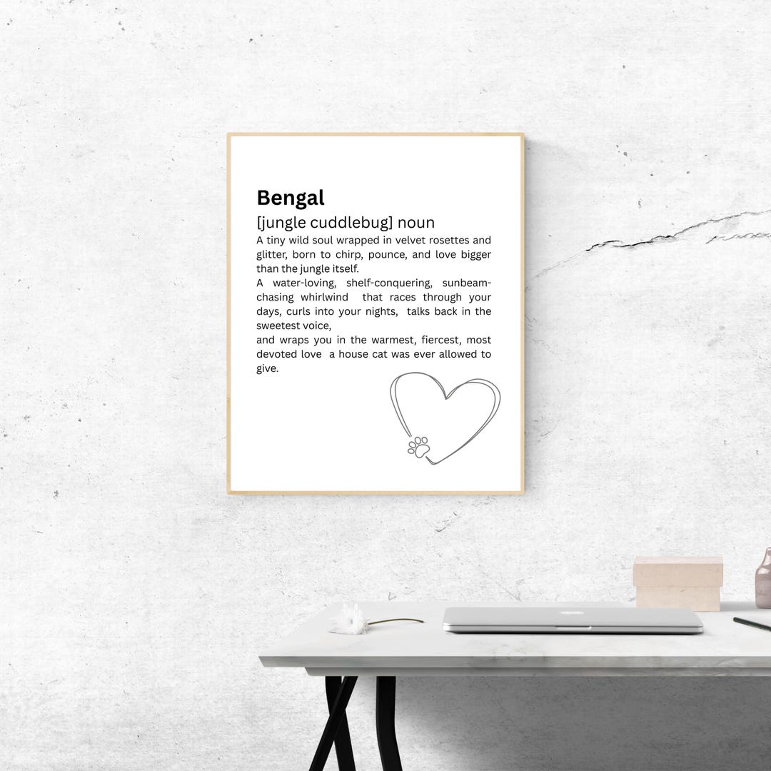 Bengal Cat Definition Print | Funny Pet Wall Art (digital Download) - Etsy