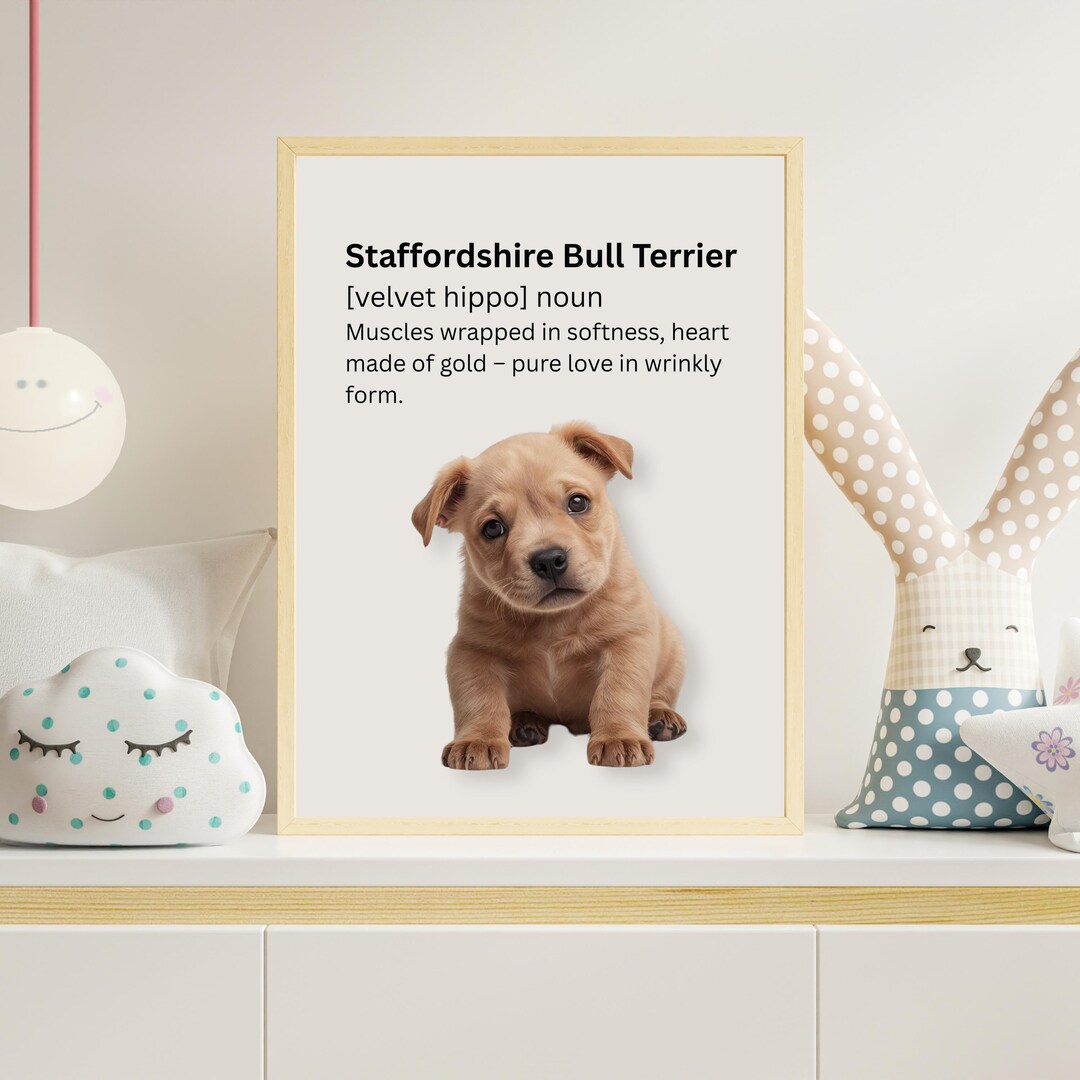 Staffy Puppy Definition Print | Staffordshire Bull Terrier Wall Art ...