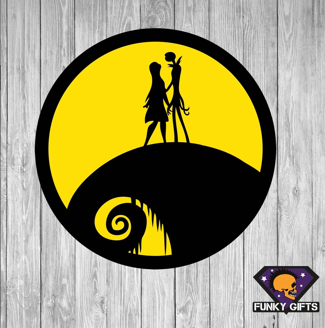 Jack and Sally Moon Vinyl Sticker - Etsy
